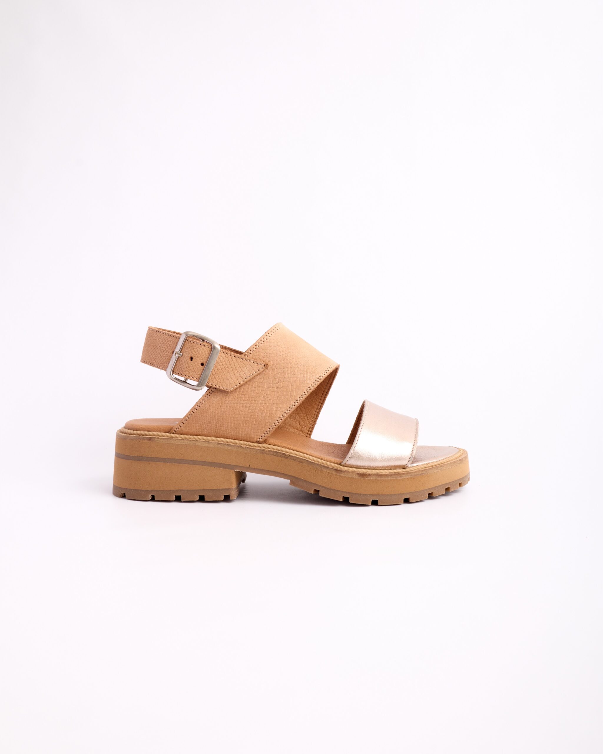 Sandalia Dúo Metal Champagne - Amara